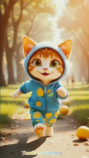 Happy Running Cat 😻 | Cute Slow Motion Walk | Fun Cartoon Short