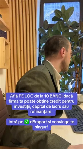 eRaport este singura platformă din România prin care firmele pot afla pe loc de la 10 bănci dacă pot obține credit pentru investiții, capital de lucru sau refinanțarea unui credit existent. Platforma, în parteneriat cu RisCo, analizează datele societății automat și emite un raport interactiv de la 10 bănci care conține informații despre sumele maxime, ratele, dobânzile și multe alte informații utile. Intră și verifică și tu pentru firma ta ! #eraport | Fiskal