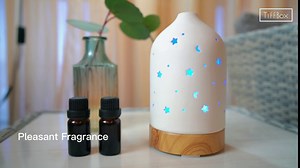 Essential Oil Diffuser for Kids Ceramic Diffusers for Essential Oils Handcrafted Mist Humidifier Aromatherapy Diffuser Waterless Auto Shut-Off 7 Color Changing LED for Children Bedroom (Moon)