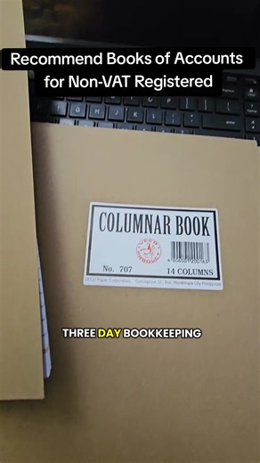 Books of accounts for Non-VAT: 1. Journal 2. Ledger 3. Cash Receipt Book (at least 5 columns) 4. Cash Disbursement Book (at least 14 columns) Want to learn how to fill up your books? May copy-paste templates ako and recorded video tutorial sa 👉 EC TAXPH Business Community Comment "Journal" para ma approve ko yung request mo. Nasa featured post yung complete details. Note: may small investment fee ito. Kaya para lang to sa mga business owners na willing mag invest ng time, money, and effort para