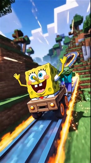 SpongeBob Finds a Secret Minecraft Portal! #minecraft #spongebob #adventure