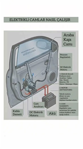Arabalar'da elektrikli camlar nasıl çalışır? #otomobilteknolojileri #automobile #elektrik