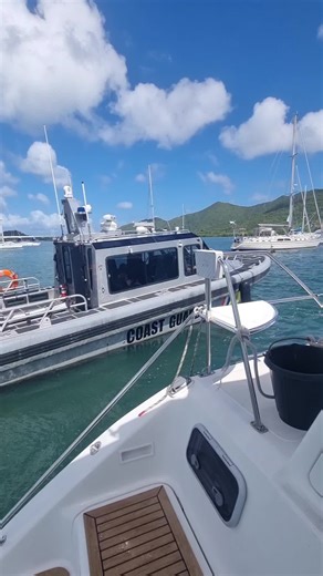 Blue lights, calm seas, and an unexpected visit today… ⚓️ The St. Maarten Coast Guard came alongside our private yacht for a routine inspection — just the two of us onboard, papers ready, hearts steady, and captain mode fully on. Moments like these remind us that life at sea is not only about freedom and adventure, but also responsibility, safety, and respect for the waters we sail. Professional, friendly, and efficient from start to finish — thank you to the team for keeping these Caribbean wat