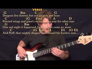 Puff the Magic Dragon - Bass Guitar Cover Lesson in G with Chords/Lyrics