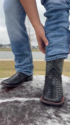Men's Black Clone Python Leather Cowboy Boots - Etsy