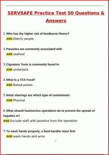 Servsafe Practice Test 50 Questions Latest Actual Questions video