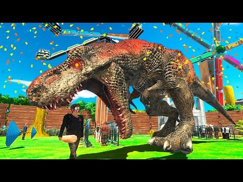 UN T-REX SUELTO EN UN PARQUE DE ATRACCIONES | ANIMAL REVOLT BATTLE SIMULATOR