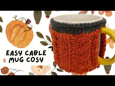 EASY Knit CABLE Mug Cosy 🎃 Beginner friendly