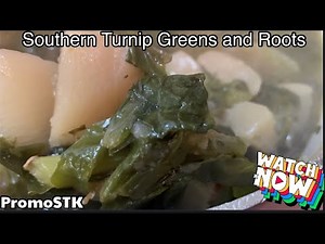 Southern Cooked Turnip Greens with Roots #SOULFOOD #Promostk #turnipgreenswithroots #turnips #greens