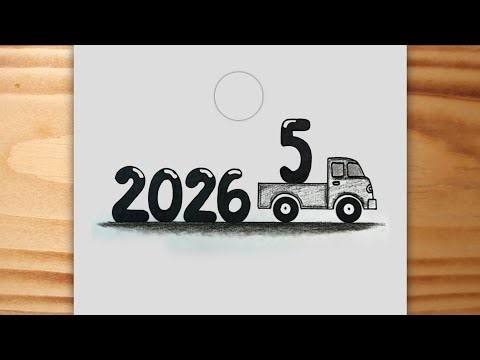 new year drawing 2026 | 2026 ka chitra | new year scenery drawing | how to draw easy for beginners