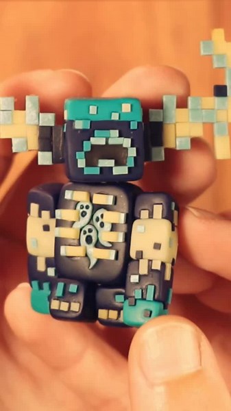 Minecraft Warden. Full Polymer Clay tutorial on YouTube. #minecrafttutorial #minecraft #art #polymerclay #arttutorial