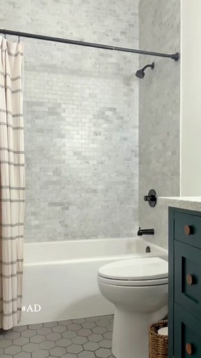 #AD Freshening up the bathroom for spooky szn, but I needed some help from the living to install the super chic Xander® Single-Handle Lavatory Faucet and coordinating Xander® Tub and Shower Trim Kit by Peerless® Faucet! Loving the faucet’s complimentary Push Pop-Up Drain Assembly and the shower trim kit’s 3 shower head modes: Full Body Spray, Massaging Spray, and Pause… all in a Matte Black finish? Yes please! 🦇🖤 #PeerlessFaucet #PeerlessPartner #faucettok #halloweenbathroom #halloweendecor #s