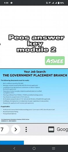 PEOS 2023 answer key module 2 (middle east) para sa mga nag aapply abroad