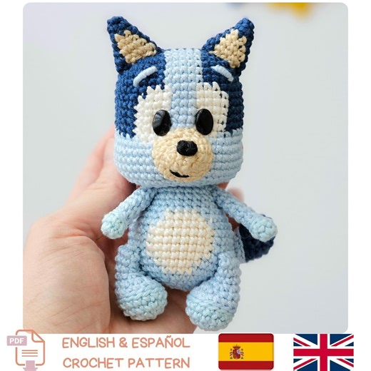 Amigurumi Blue Heeler Dog Crochet Pattern – Puppy Charm, Keychain – English and Spanish - Etsy