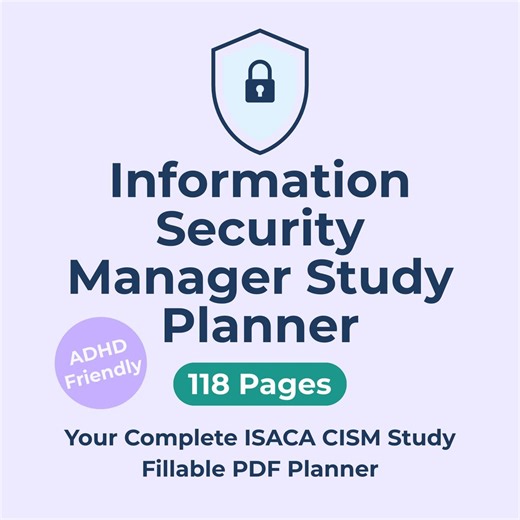 ADHD Study Planner Cism Isaca Infomation Security Manager Adhd Friendly Exam Prep Fillable PDF Digital Planner IT Certification Study Guide - Etsy UK