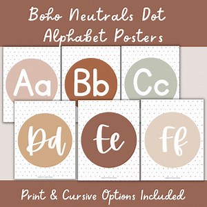 Alphabet Posters Print and Cursive: Boho Neutrals Dot