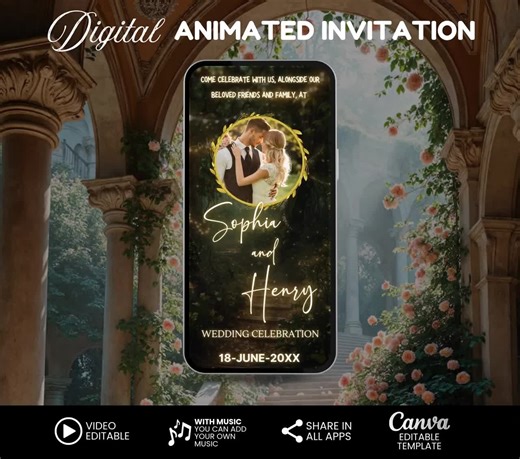 Electronic Wedding Video Invitation, Digital Wedding Invitation Template, Animated Video Enchanted Forest Custom Wedding Invitation - Etsy