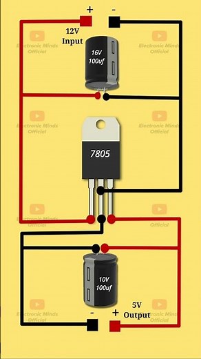12V to 5V Converter Circuit | 7805 Voltage Regulator #electronic