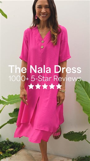 Our best-selling Nala dress is here! Made from a breathable cotton blend and loved with over 1000 5-star reviews, the Nala Dress drapes beautifully and feels cool on hot summer days. It also packs small making it perfect for travel. Shop the Nala Dress for $85.95 > www.bluebungalow.co.nz/products/nala-hot-pink-layers-dress | Blue Bungalow