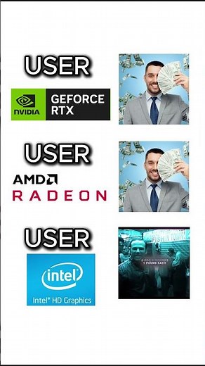USER RTX VS RADEON VS HD GRAPHICS #pcbuild #pc #pcgaming #gamingpc #gpu #graphicscard