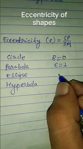 Eccentricity of Circle, Ellipse, Hyperbola , Parabola ,, Conic section