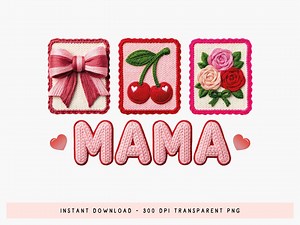 Faux Yarn Crochet Mama PNG: Embroidery Coquette, Floral Valentine's Day Sublimation Design - Etsy
