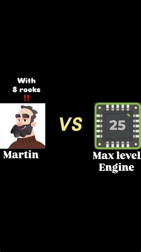 CHESSKINGDOM on Instagram: "Martin VS chesscom max engine level who is gonna win ? #chess #fy Meet martin the weakest chesscom’s bot vs it’s most powerful chesscom itself but martin has 8rooks instead of 8 pawns soo who’s goona win ?? #chessreels #chesscom #échecs @wwwchesscom @gothamchess"