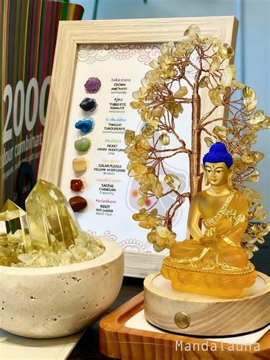 Energy Citrine Tree With Glowing Buddha | Feng Shui Lucky Charm Sculpture for Wealth and Protection | Energy Gift - Etsy