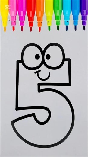 🎉 Learn Number 5 for Kids | Fun & Colorful Drawing ✏️👶 #numberline #numberpatterns #abcd #shorts