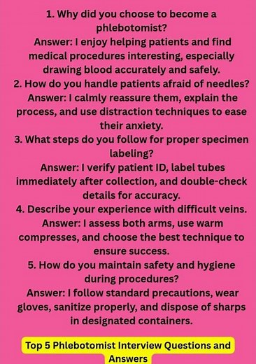Top 5 Phlebotomist Interview Questions and Answers