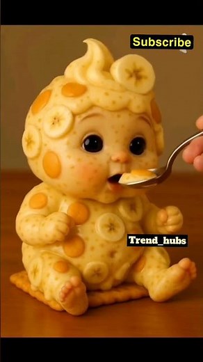 Baby Banana pudding Eating Cartoon Face | Cute & Viral Shorts