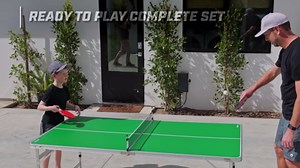 GoSports 6 x 3 ft Mid-Size Table Tennis Table Set with Adjustable Height - Green or Blue