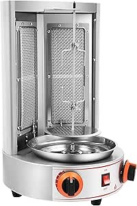 Shawarma Machine Gas Vertical Rotisserie 26.45lbs Capacity Countertop Chicken Rotisserie Stand Stainless Steel Gyro Grill Machine for Home and Commercial Use