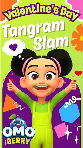 💜 Valentine's Day Tangram Slam 🧩 OmoBerry Math Games For Kids + Kids Videos for Kids