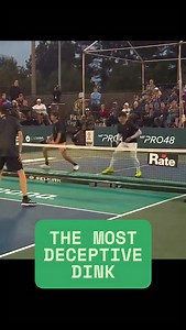 This forehand dink variation hides your intent until the very last second, making it hard for opponents to anticipate where it’s going. From the same setup, Ben can go aggressively cross-court, more neutral through the middle, or even disguise it as a speedup. It all starts with a similar preparation, having a horizontal paddle face pointed toward his opponent. He often steps with his right foot as the ball bounces on his side of the court, then brushes around the side of the ball for the crossc