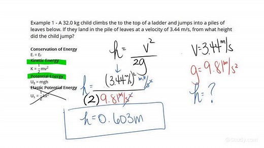 Using the Conservation of Energy Theorem to Find a Change in Height | Physics | Study.com
