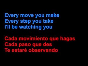 The Police - Every breath you take - Letra en español y en inglés en la pantalla
