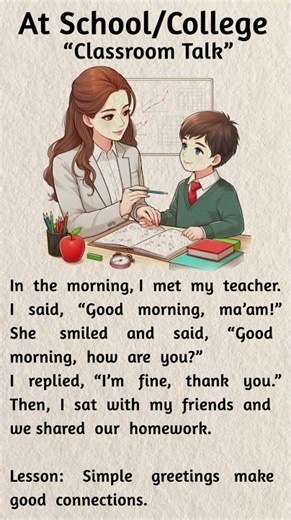 Classroom Talk 🏫 | Short English Story | Easy English for Beginners #englishshorts #englishspeaking