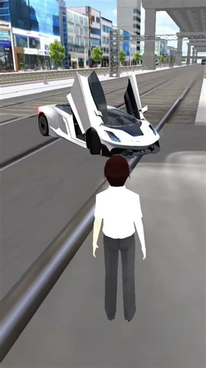 White supercar vs super fast bullet train in 3d driving class