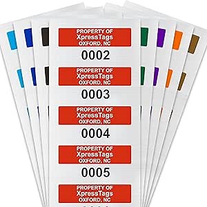 XpressTags 0.75"x1.5" Custom Asset Tags with Consecutive/Serial Number, Fixed Inventory Stickers, Brushed Metalized Silver Polyester Labels - Pack Sizes 100 to 5000, Made in USA