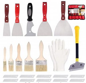 [Hot Item] 24PCS Stainless Steel Putty Knife Scraper with Paint Brushes Set Metal Scraper Tool