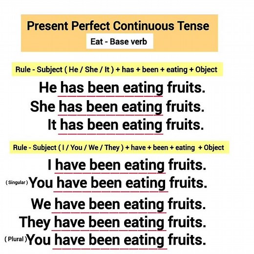 eat present perfect continuous tense
