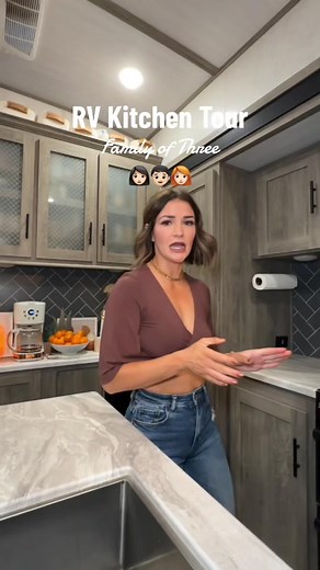 RV kitchen tour! RV pantry tour of a family of 3, who has been living full time in a RV for three years. #rv #rvtour #rvkitchen #rvkitchentour #rvpantry #rvpantryorginization #rvorganization #rvorganizing #rvorganizationideas #rvhacks #rvtips #rvtricks