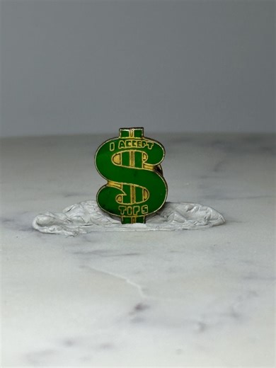 Vintage I Accept Tips Dollar Pin: Green Enamel Gold Tone - 1980s - Etsy
