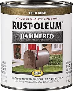 Rust-Oleum 7210502 Stops Rust Hammered Finish Paint, Quart, Gold 32 Fl Oz (Pack of 1)