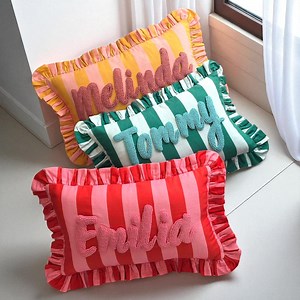 Personalized Punch Needle Ruffle Pillow - Boho Nursery Decor - Name Pillow - Etsy