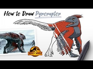 How to draw Pyroraptor dinosaur from Jurassic World Dominion movie easy step by step