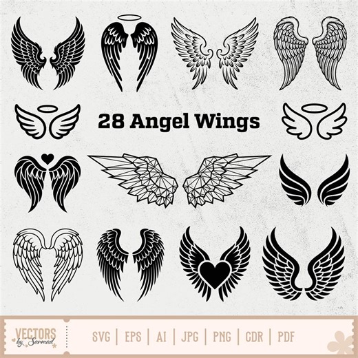 Angel Wings SVG, Angel Wings SVG PNG Bundle, Angel Wings Clipart, Angel Wings Silhouette, Wings Svg Png, Wings Clipart - Commercial Use - Etsy