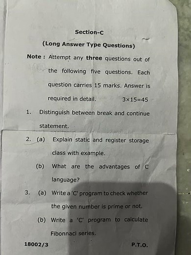 BCA 1st semester programming principles and algorithms question paper