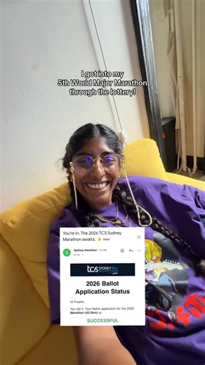 Preethi on Instagram: "I can’t believe I’m running @sydney_marathon 2026 🤯 Only two more @wmmajors to go (Chicago & London) to be the first Tamil woman to complete all 7 stars 🥹 #preethisdiary #marathon #sydneymarathon #lottery #abbottworldmajors"